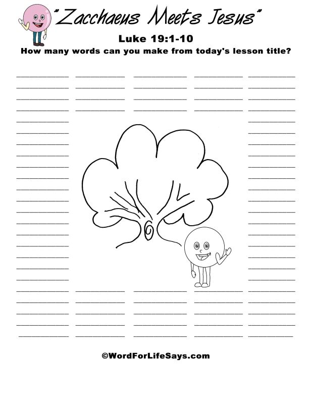 Sunday School Lesson – “Zacchaeus Meets Jesus” Luke 19:1-10 – Word For ...