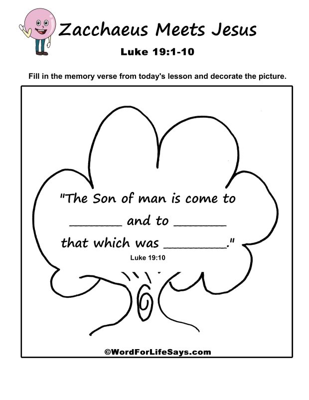 Sunday School Lesson – “Zacchaeus Meets Jesus” Luke 19:1-10 – Word For ...